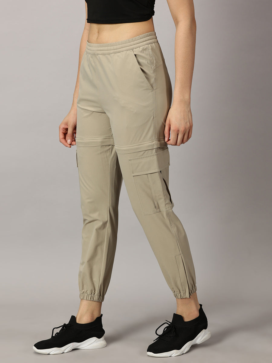 Convertible High-Rise Travel-Trek Pants - Beige – The Short Store
